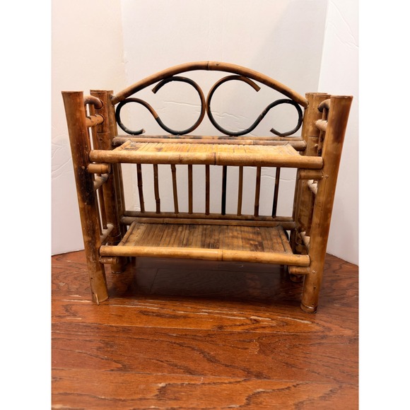 Storage & Organization | Vintage Burnt Bamboo Folding Wall Shelf ...